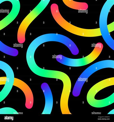Abstract Design Featuring Vibrant Gradient Curved Lines On A Contrasting Black Background