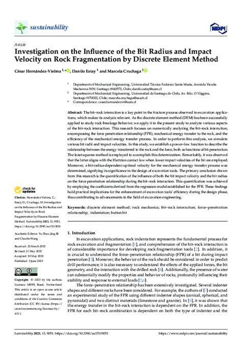 Pdf Investigation On The Influence Of The Bit Radius And Impact Velocity On Rock Fragmentation