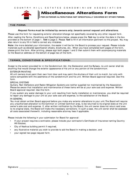 Fillable Online Miscellaneous Alterations Form Fax Email Print Pdffiller