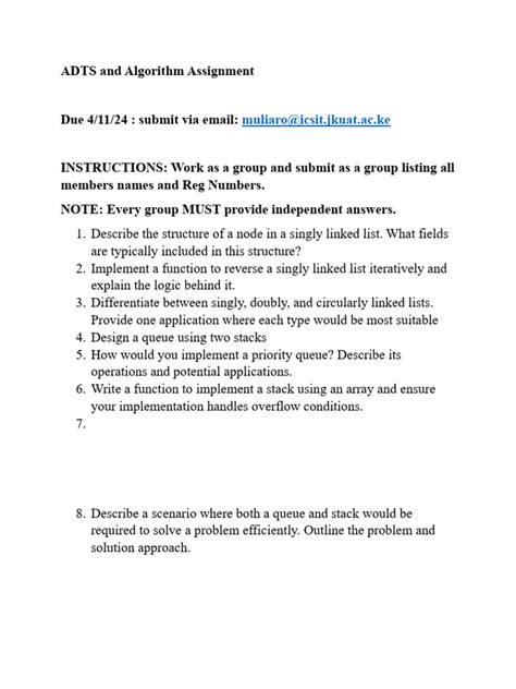 Adts And Algorithm Assignment 281024 Pdf