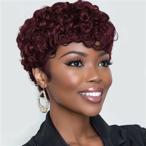 Bobcoo Short Pixie Wigs For Black Women Pixie Cut Curly