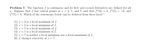 Solved The Function F Is Continuous And Its First And Second