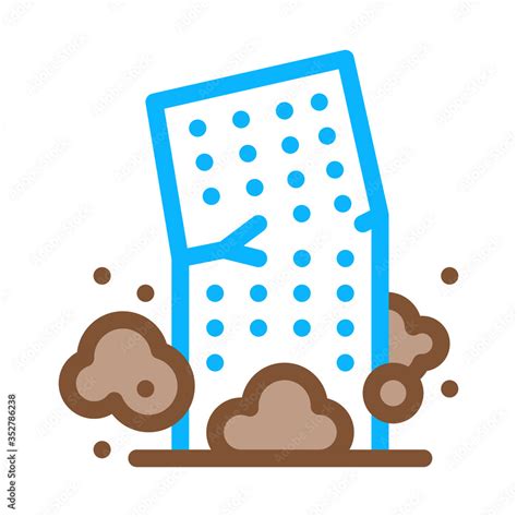 High Rise Building Collapse Icon Vector High Rise Building Collapse
