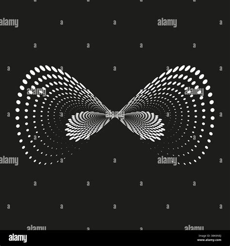 Infinity Spiral Shape Black White Vector Symmetric Dot Pattern