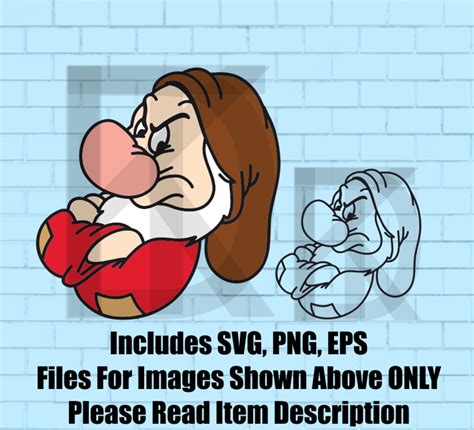 Grumpy Dwarf Seven Dwarves Svg Eps Png File Cricut Digital Printable Etsy