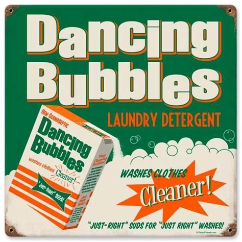 Vintage Dancing Bubbles Metal Sign 12 X 12 Inches Retro Laundry Room