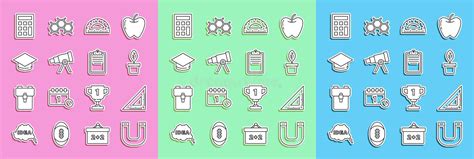 Set Line Magnet Triangular Ruler Plant In Pot Protractor Telescope Graduation Cap