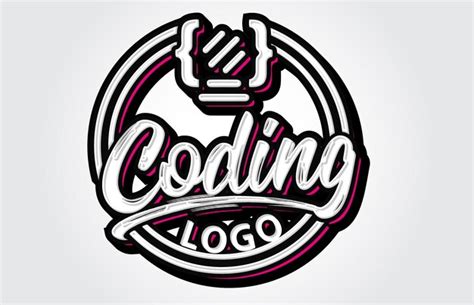 Computer Programming Code Hand Lettering Logo Premium Ai Generated Vector