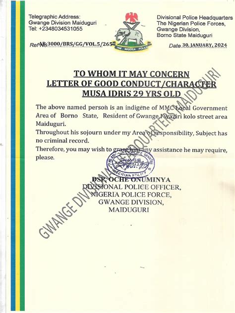 Letter Of Good Conduct Pdf 080712 Pdf