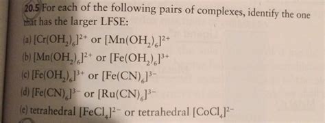 Solved For Each Of The Following Pairs Of Complexes