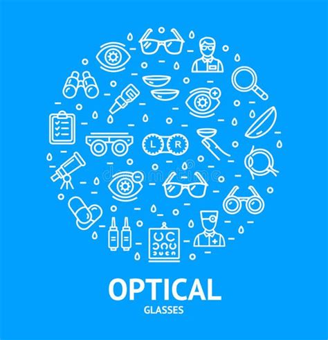 Optical Glasses Element Round Design Template Thin Line Icon Concept