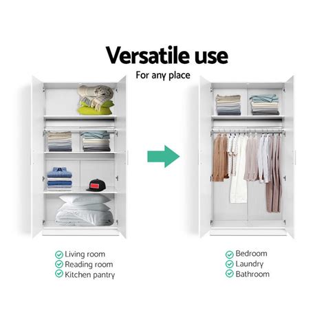 Artiss 180cm Height Wardrobe Wooden Cupboard White Arcadian Living