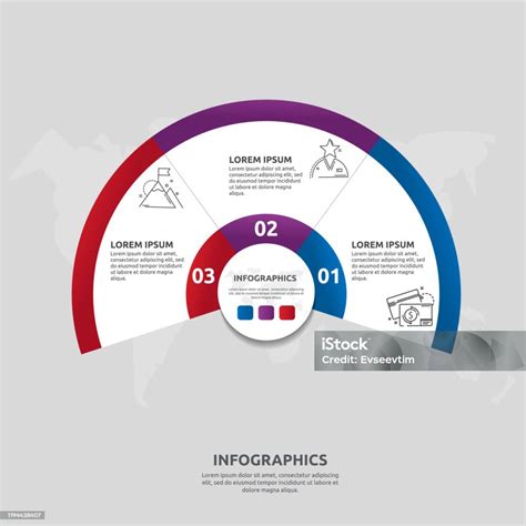 벡터 플랫 템플릿 원 및 섹터 인포그래픽 3개 부문의 비즈니스 컨셉 인포그래픽에 대한 스톡 벡터 아트 및 기타 이미지 인포그래픽 개념 개념과 주제 Istock