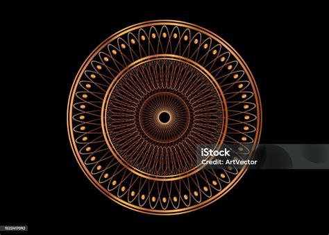 장식용 라운드 골드 프레임 꽃 장식이 있는 디자인을 위한 만다라 엽서 초대장 책 직물 조각 목재 가구 단조 인쇄를 위한 원형 테두리 템플릿입니다 벡터 0명에 대한 스톡 벡터