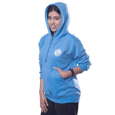 Pw Printed Relaxed Fit Unisex Hoodie Light Blue Large Size Pw Store