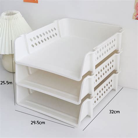 Easyhouse ชั้นวางของ ถาดวางเอกสาร A4 กล่องเก็บเอกสาร วางเรียงซ้อนเป็นชั้นได้ พร้อมส่ง ใส่ A4 ได้