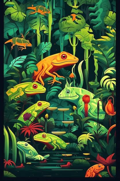 Premium Photo Colorful Poster Rainforest Amphibians Tropical Climate Awareness Vivid