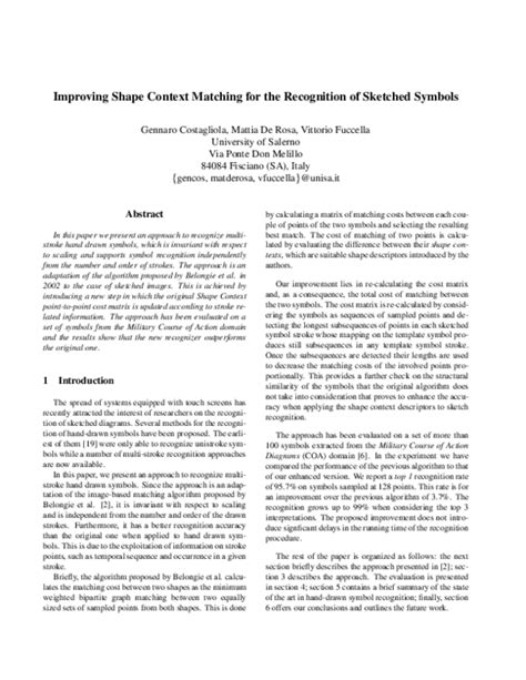 Pdf Improving Shape Context Matching For The Recognition Of Sketched