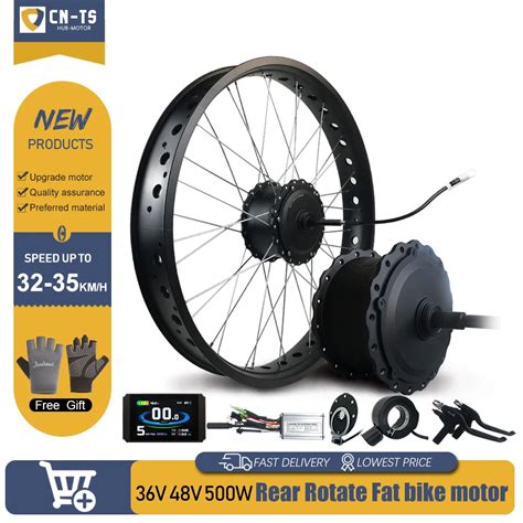 스노우 전기 자전거 변환 키트 Ebike 팻 모터 키트용 40 타이어 후방 회전 휠 허브 모터 4 색 36v 48v 500w 20 26 인치