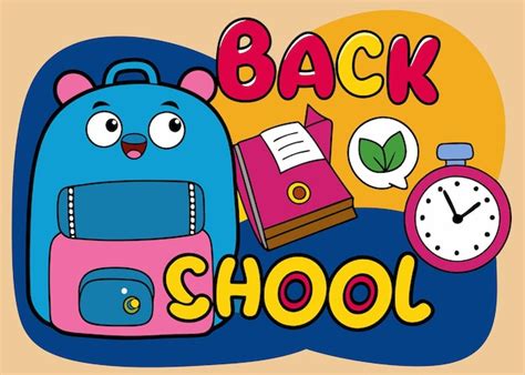 premium vector a drawing of a school bus with a clock and a clock showing the back