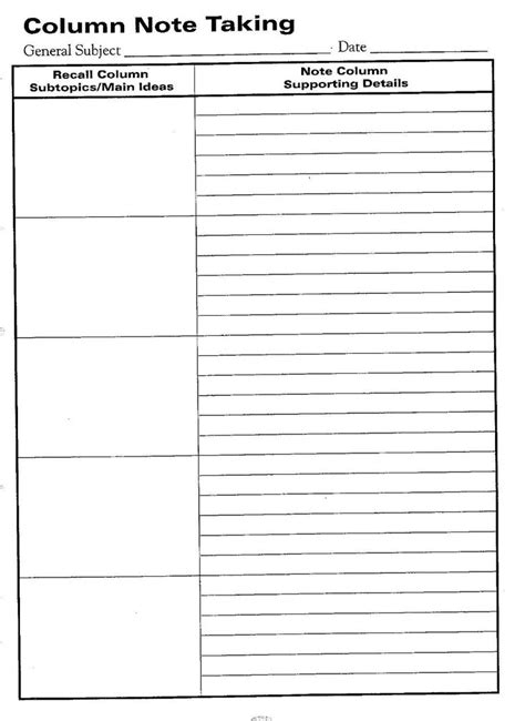 2 Column Notes Template