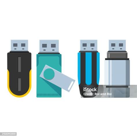 플래시 드라이브 벡터 만화 세트 고립 된 흰색 배경 0명에 대한 스톡 벡터 아트 및 기타 이미지 0명 Usb 케이블 교환 Istock