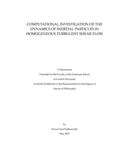 Pdf Computational Investigation Of The Dynamics Of Inertial Particles In Homogeneous Turbulent
