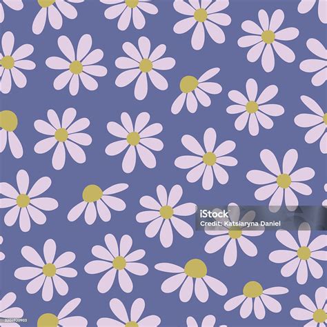 꽃 완벽 한 패턴입니다 진한 파란색 배경에 민속 데이지 꽃 인쇄 카모마일 초원 꽃 손으로 그린 벡터 일러스트 레이 션 섬유 벽지 포장지 고풍스런에 대한 스톡 벡터 아트 및
