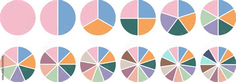 Pie Chart Parts For Infographic Circle Sections 4 8 12 Percent Graph Diagrama Statistic
