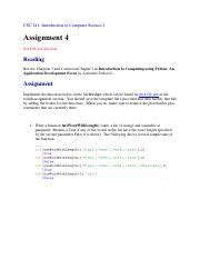 Assignment 4 Pdf CSC 241 Introduction To Computer Science I