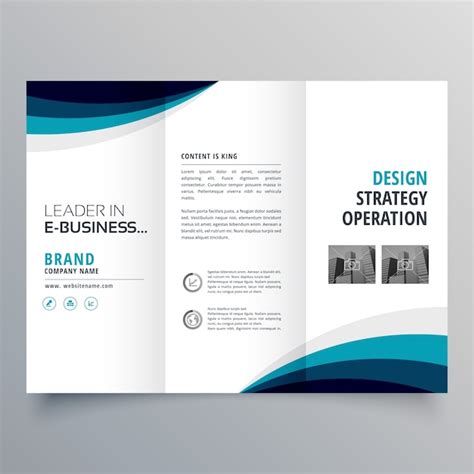 Premium Vector Blue Wave Trifold Business Brochure Design Template
