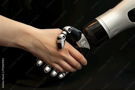 A Human And A Robot Shaking Hands Symbolizing The Collaboration Between Humans And Artificial