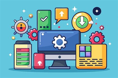 Illustrative Elements Representing Customizable Tools For Operating System Upgrades On A