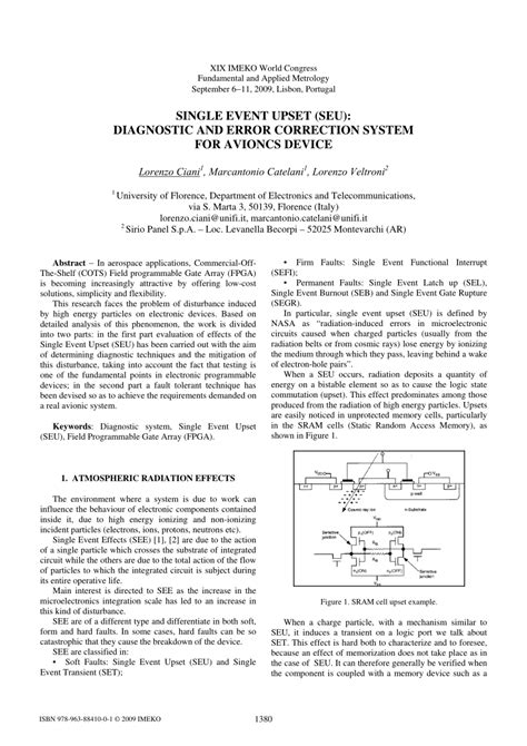 Pdf Single Event Upset Seu Diagnostic And Error Correction System For Avioncs Device