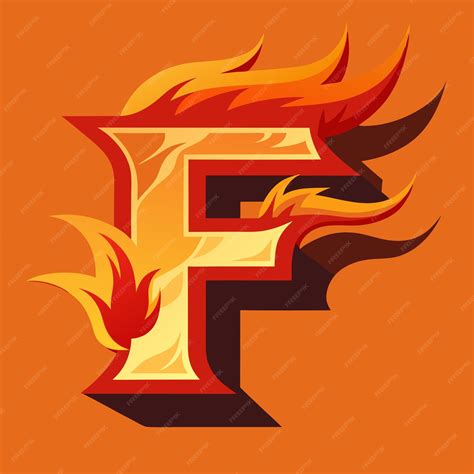 Dynamic Vector Illustration Of The Letter F On Fire With Flames And