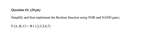 Solved Question 3 20 Ptssimplify And Then Implement The