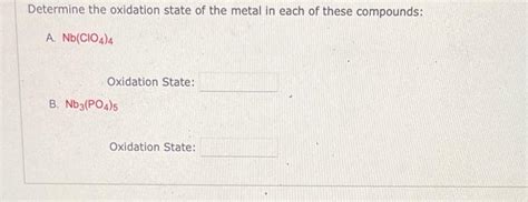 Solved Determine The Oxidation State Of The Metal In Each Of