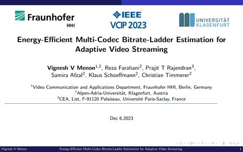 Energy Efficient Multi Codec Bitrate Ladder Estimation For Adaptive Video Streaming Ppt
