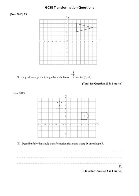 Gcserevision Transformations Gcse Transformation Questions [nov 2013] 23 On The Grid Enlarge