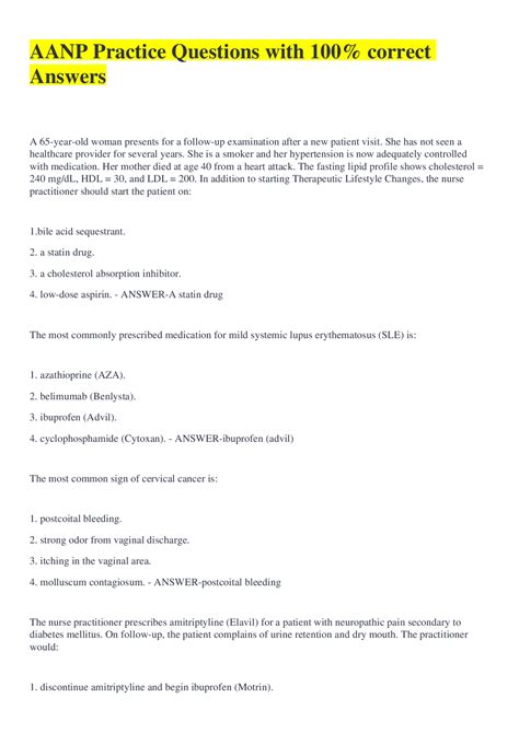 aanp practice questions with 100 correct answers browsegrades