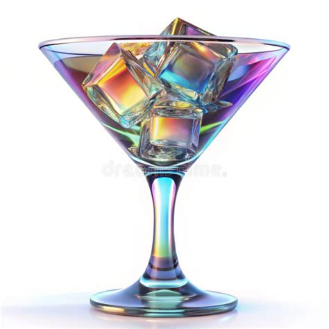 3d Digital Holographic Cocktail Glass With Ice Cube Effects Stock