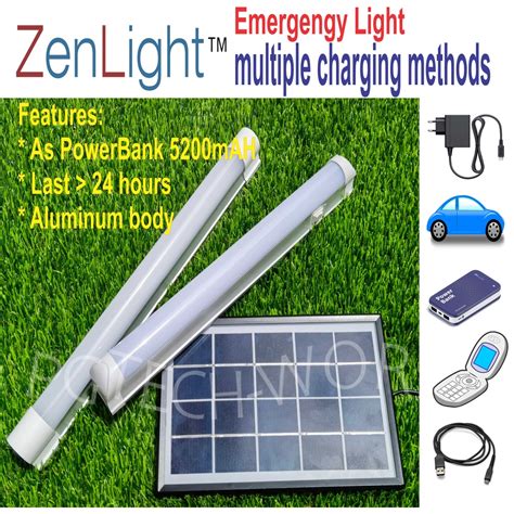 Zenlight Emergency Light Aluminum Body Rechargeable Solar Charging