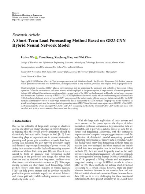 A Short Term Load Forecasting Method Based On Gru Pdf