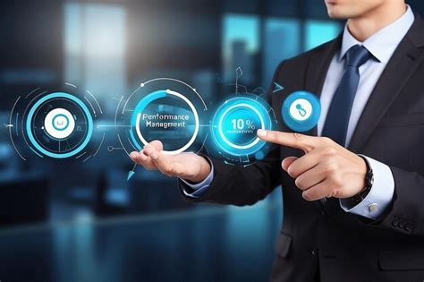 Premium Photo Businessman Pressing Button Performance Management