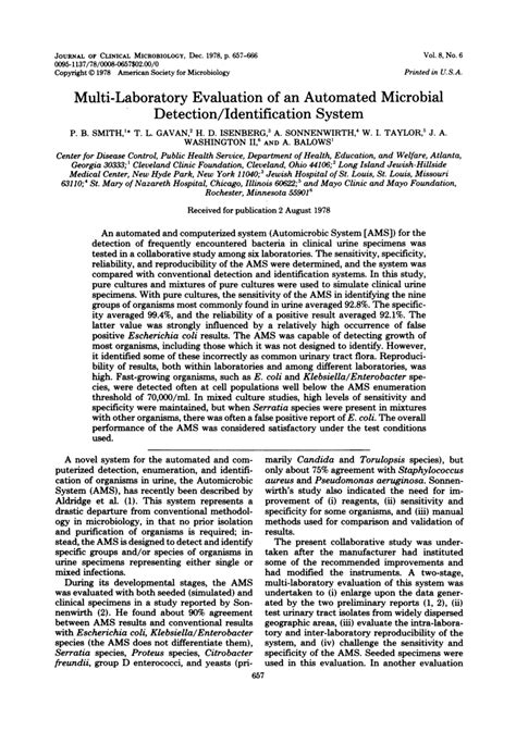 Pdf Multi Laboratory Evaluation Of An Automated Microbial Detection