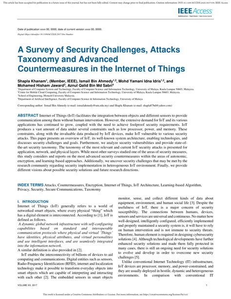 Pdf A Survey Of Security Challenges Attacks Taxonomy And Advanced