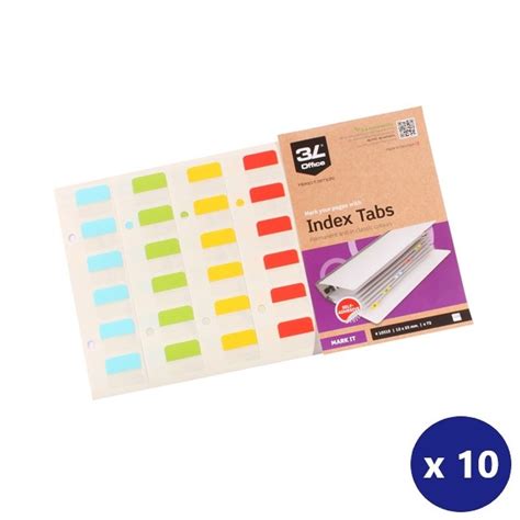 3l 100852409 Index Tabs 25mm Assorted Colours 72 Tabs Box 10 Mega