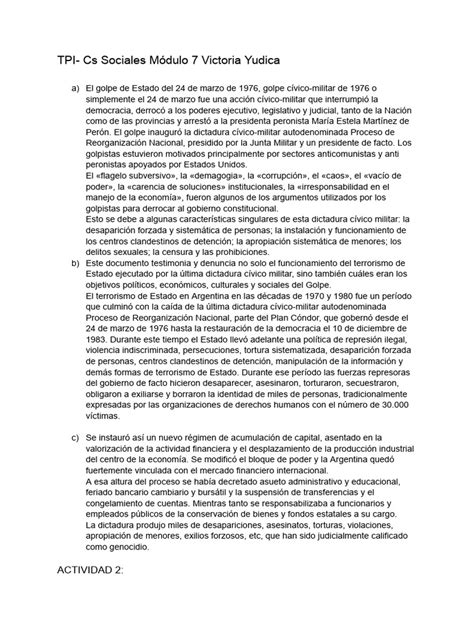 Tpi Cs Sociales Módulo 7 Pdf Deuda Gubernamental Argentina