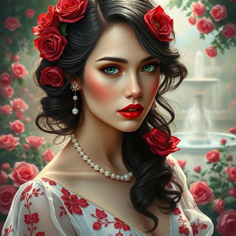 An Airbrush Oil Painting Of A Woman With Emerald G Ai Art