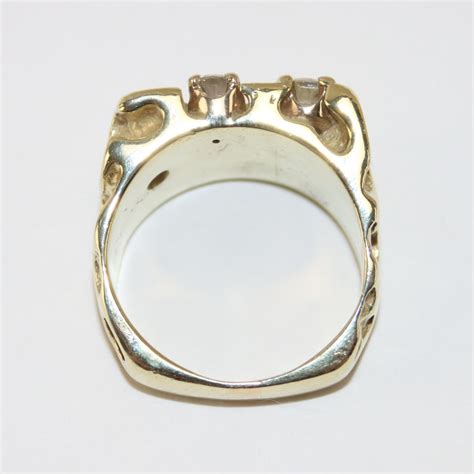 Natural Nugget Texture Diamond Ring 18k Yellow Gold Gem